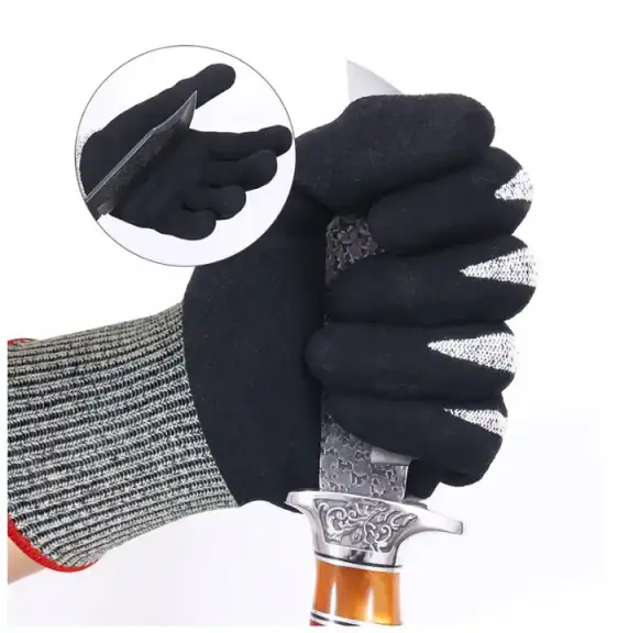 Resistant Cut Glass Fiber HPPE Nitrile Coated Safety Working Gloves ...